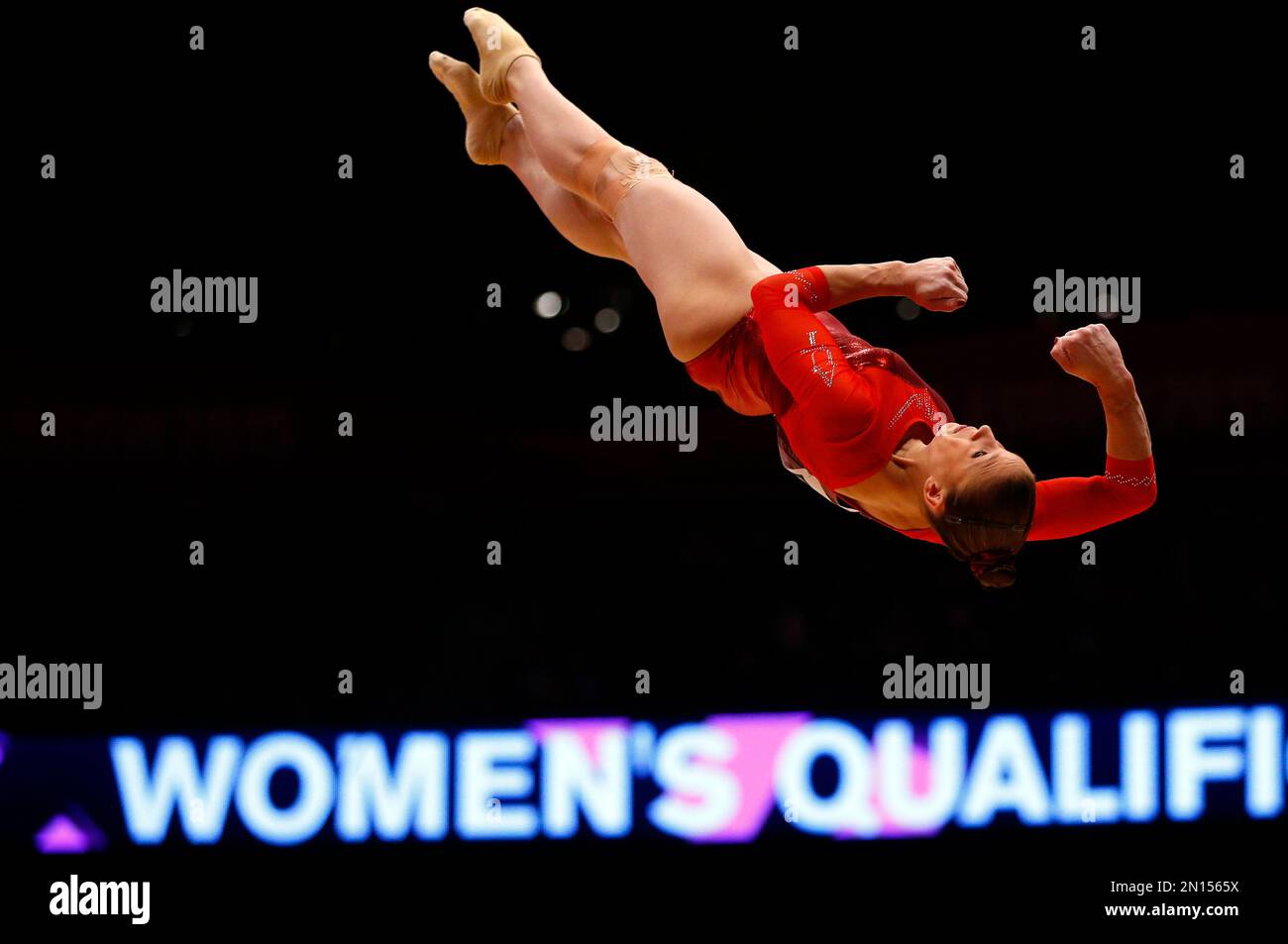 Austria's Lisa Ecker performs during her floor routine as she takes ...