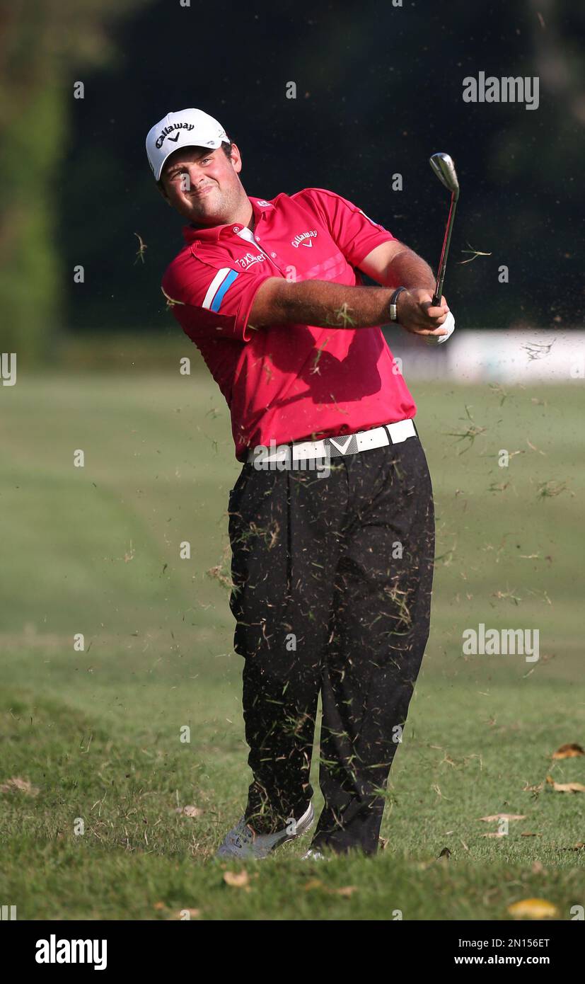 Patrick Reed of the United States hits a shot from fairway on the 17th ...