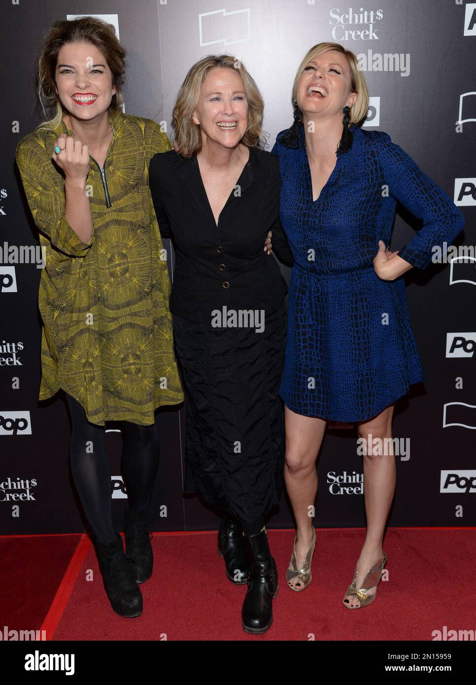 Actors Annie Murphy, left, Catherine O'Hara and Jennifer Robertson ...