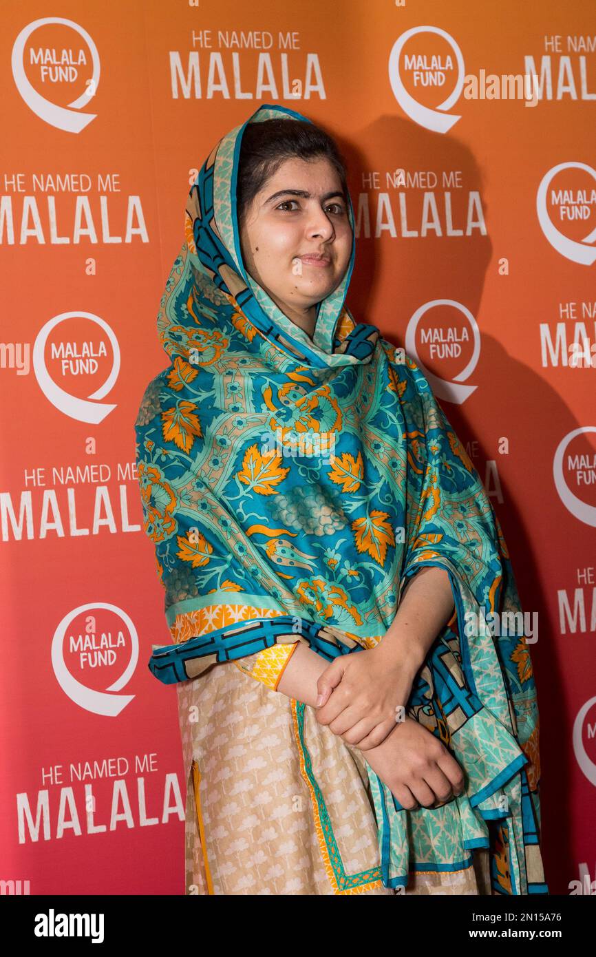 Malala Yousafzai poses for photographers upon arrival at the screening ...