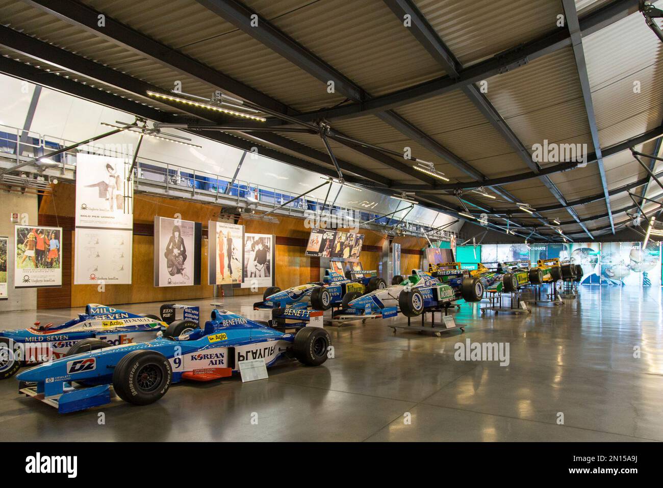 F1 cars are on displayinside Benetton Fabrica on occasion of the ...