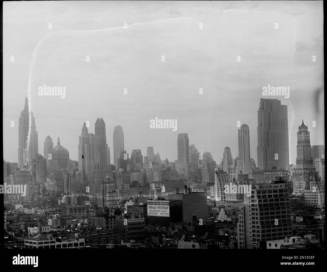 The skyline of New York City is shown in this photo from the 1930s ...
