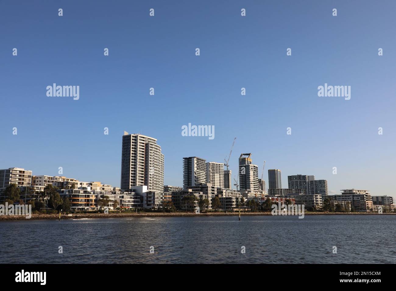 View of the Sydney suburb of Rhodes taken from the Parramatta River ...