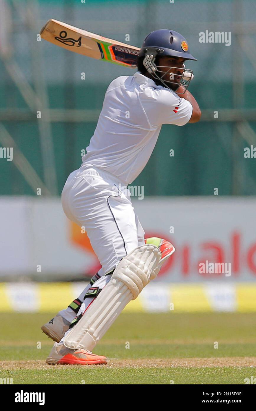 Sri Lanka's Dinesh Chandimal plays a shot during the first day of their ...