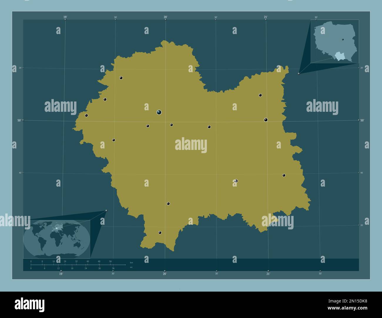 Malopolskie, voivodeship|province of Poland. Solid color shape ...