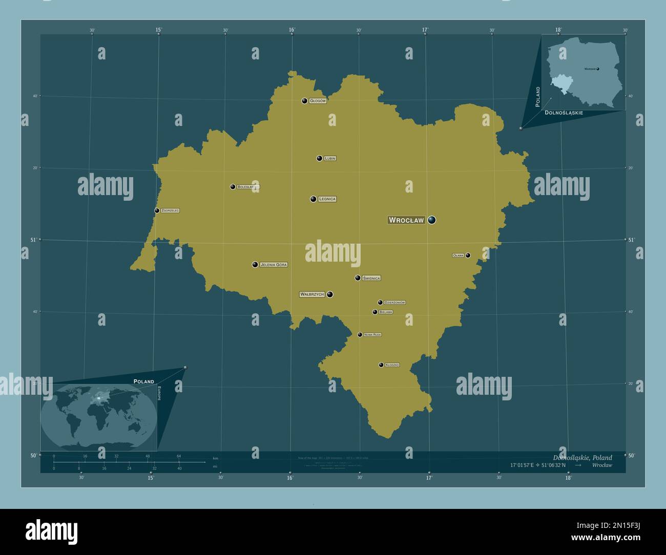 Dolnoslaskie, voivodeship|province of Poland. Solid color shape ...