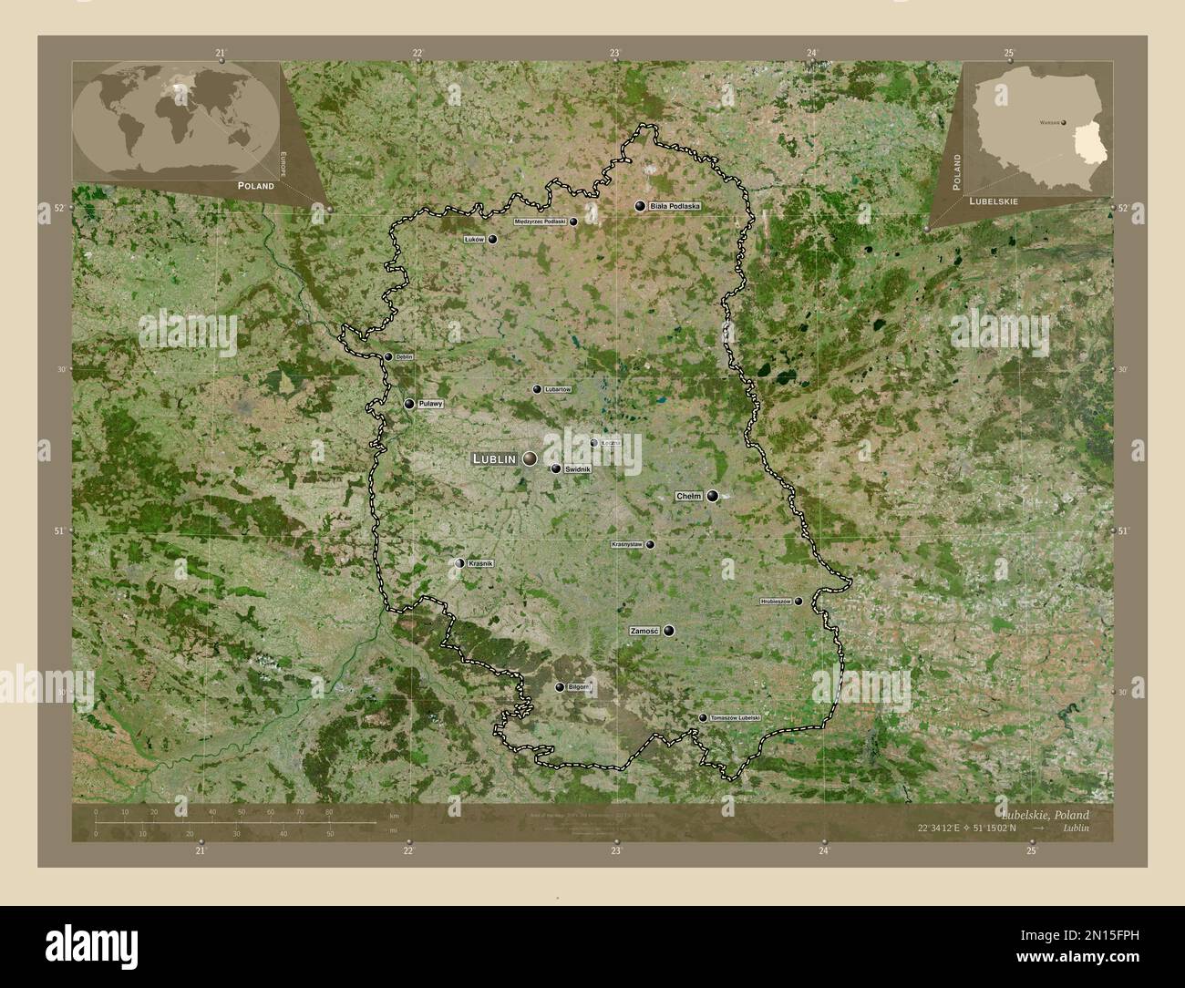 Lubelskie, voivodeship|province of Poland. High resolution satellite ...