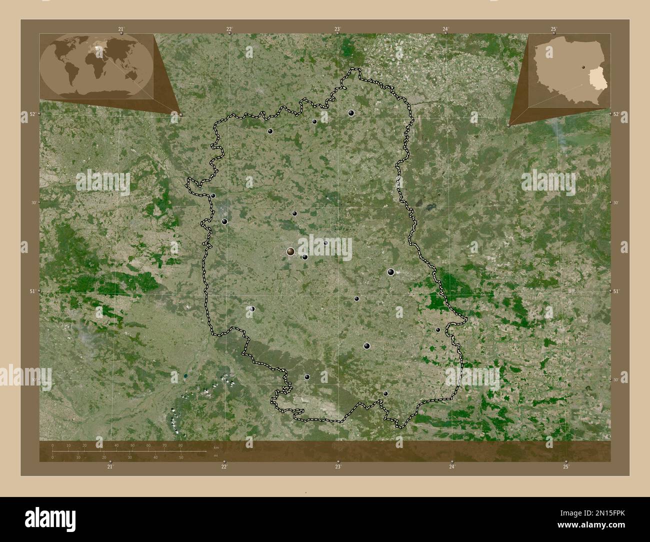 Lubelskie, voivodeship|province of Poland. Low resolution satellite map ...