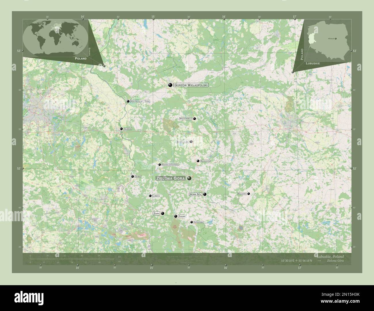 Lubuskie, voivodeship|province of Poland. Open Street Map. Locations ...
