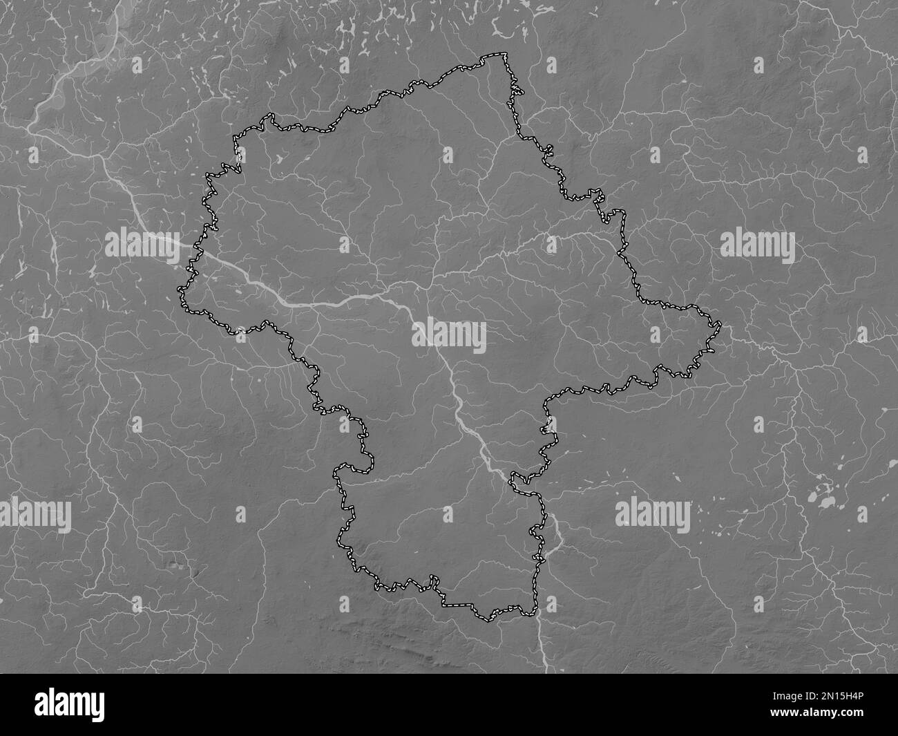 Mazowieckie, voivodeship|province of Poland. Grayscale elevation map with lakes and rivers Stock ...