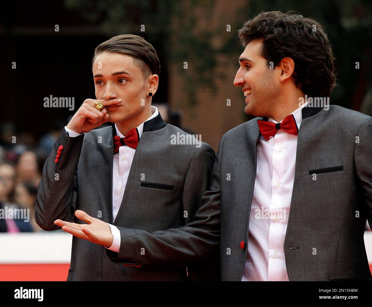 Actors Zoda, left, and Federico Clapis, pose for photographers as they ...