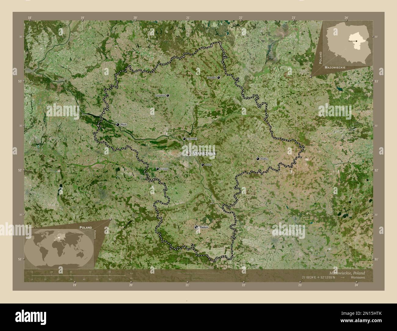 Mazowieckie, voivodeship|province of Poland. High resolution satellite ...