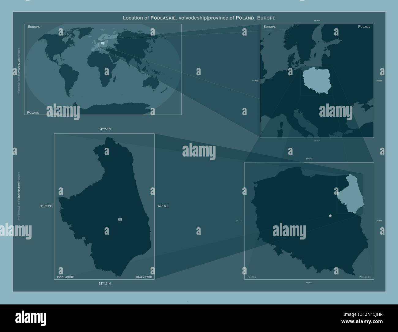 Podlaskie, voivodeship|province of Poland. Diagram showing the location ...
