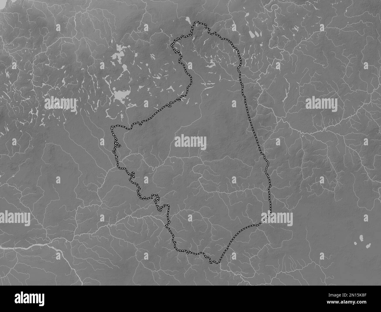Podlaskie, voivodeship|province of Poland. Grayscale elevation map with lakes and rivers Stock ...