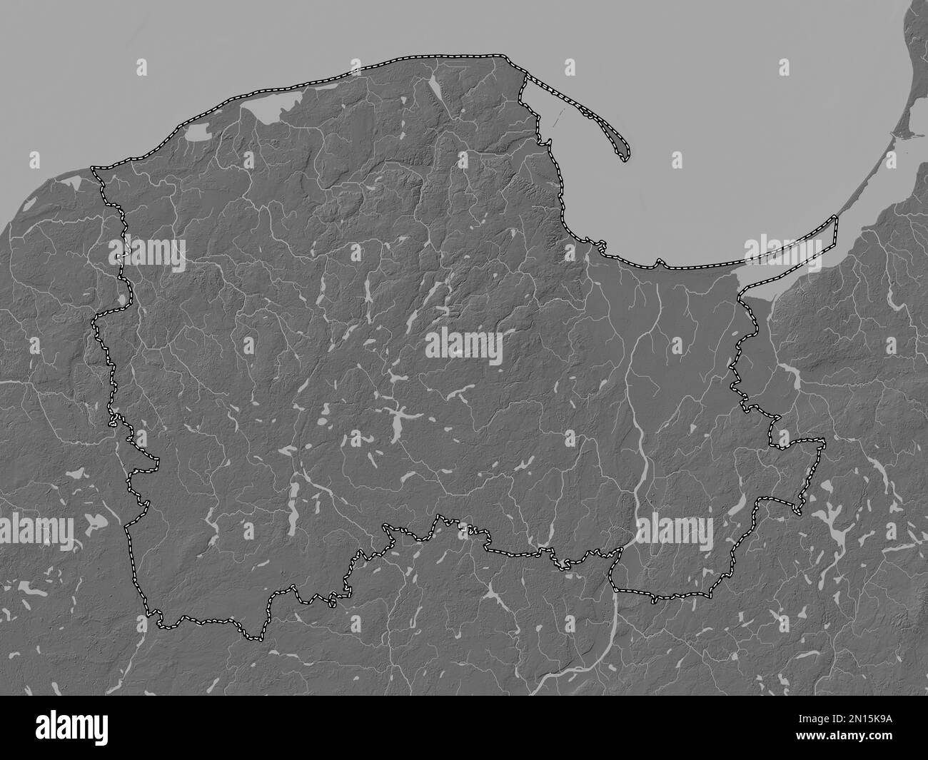 Pomorskie, voivodeship|province of Poland. Bilevel elevation map with lakes and rivers Stock ...