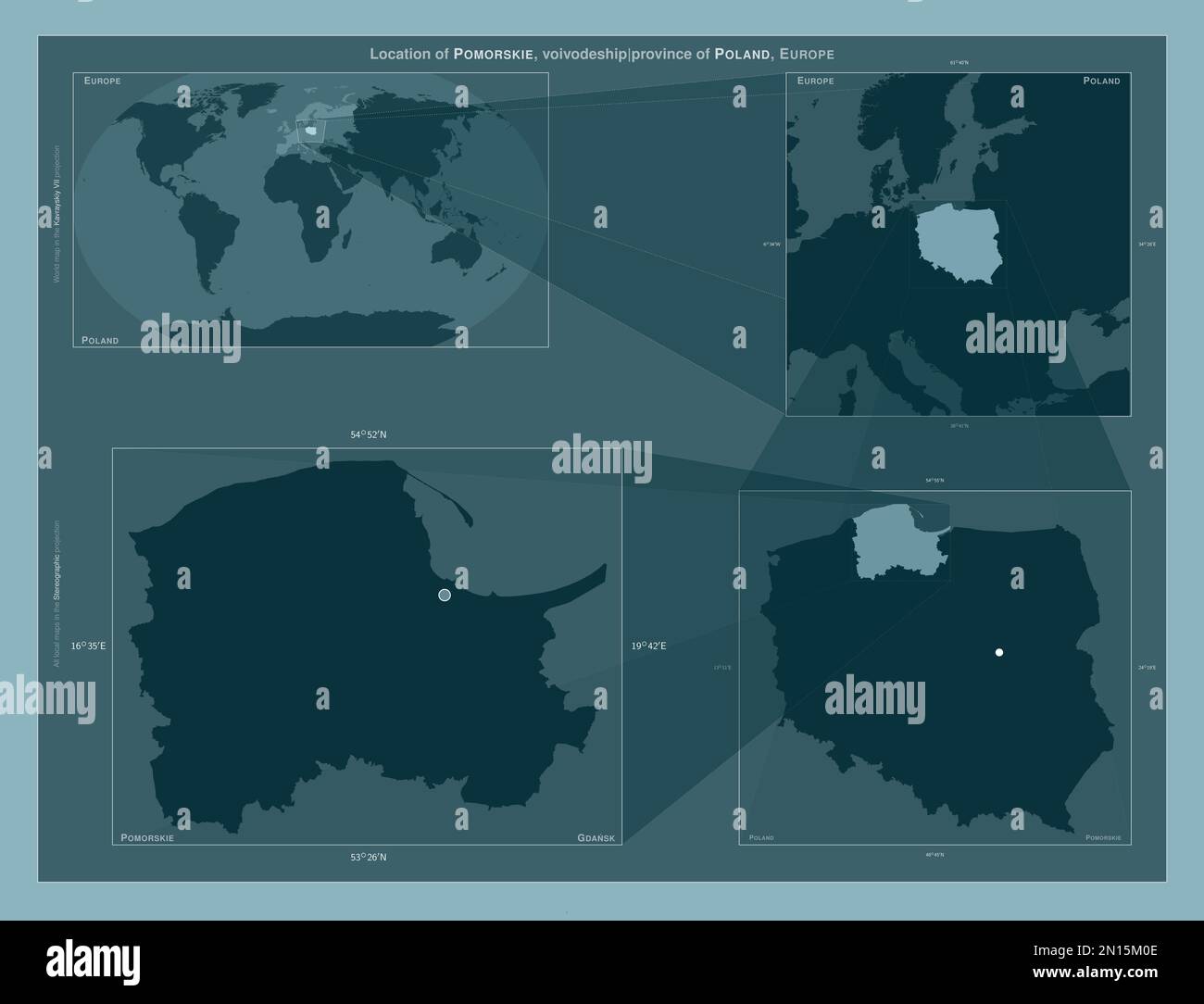 Pomorskie, voivodeship|province of Poland. Diagram showing the location ...