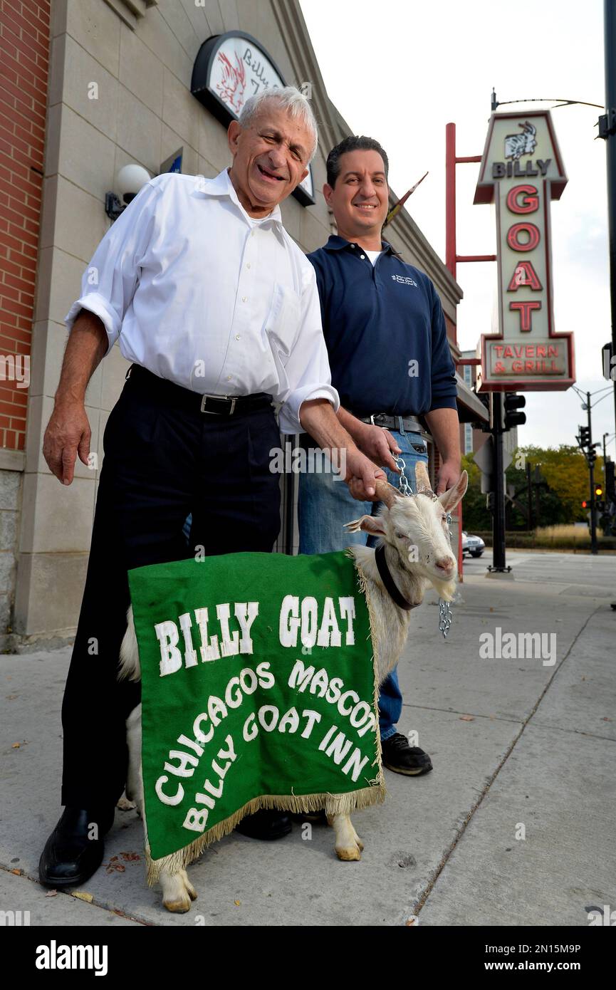 Billy Goat Tavern owners Sam Sianis left, and his son Bill right, pose ...