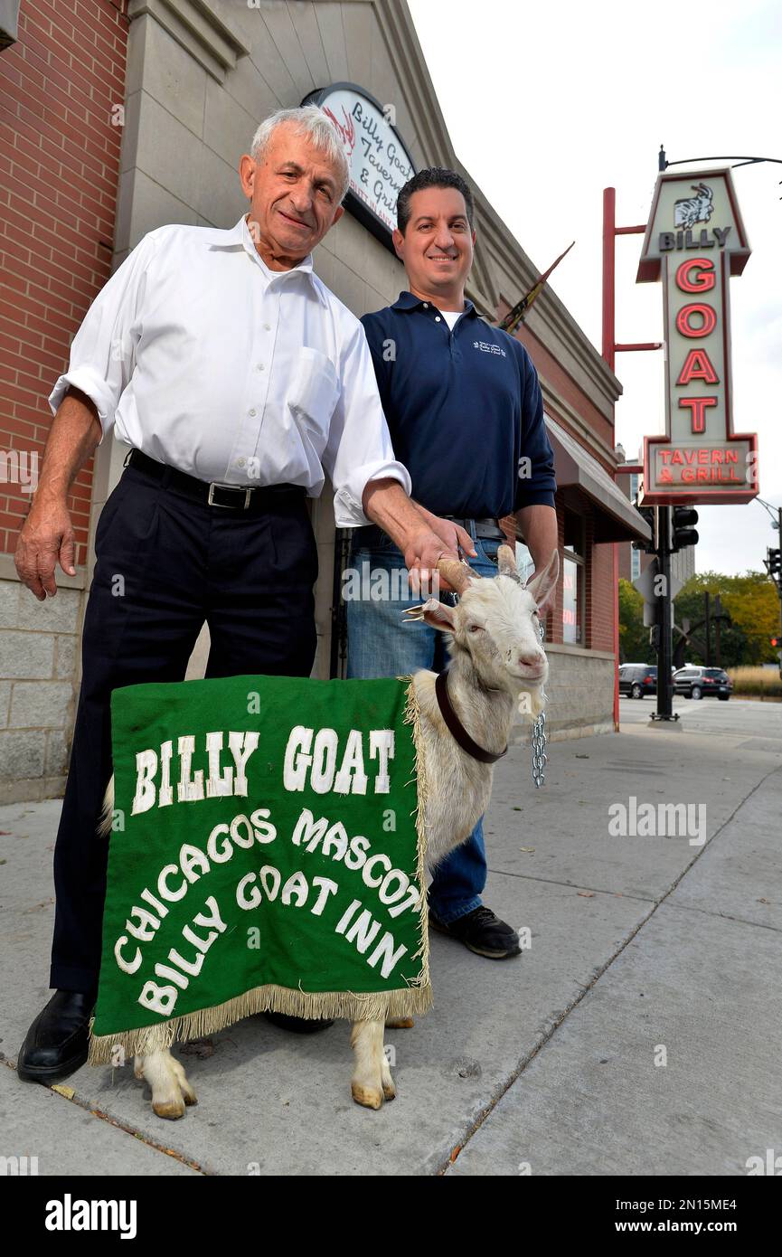 Billy Goat Tavern owners Sam Sianis left, and his son Bill right, pose ...