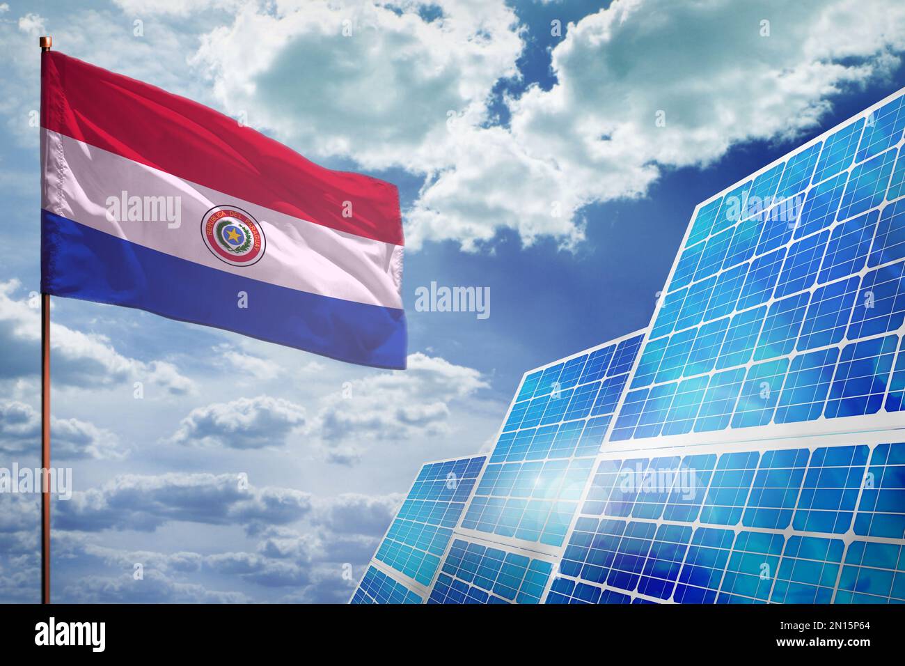 Paraguay solar energy, alternative energy industrial concept with flag ...