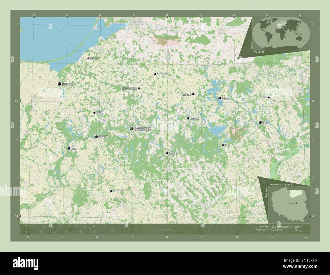Warminsko-Mazurskie, voivodeship|province of Poland. Open Street Map ...