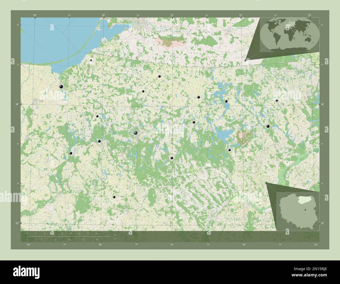 Warminsko-Mazurskie, voivodeship|province of Poland. Open Street Map ...