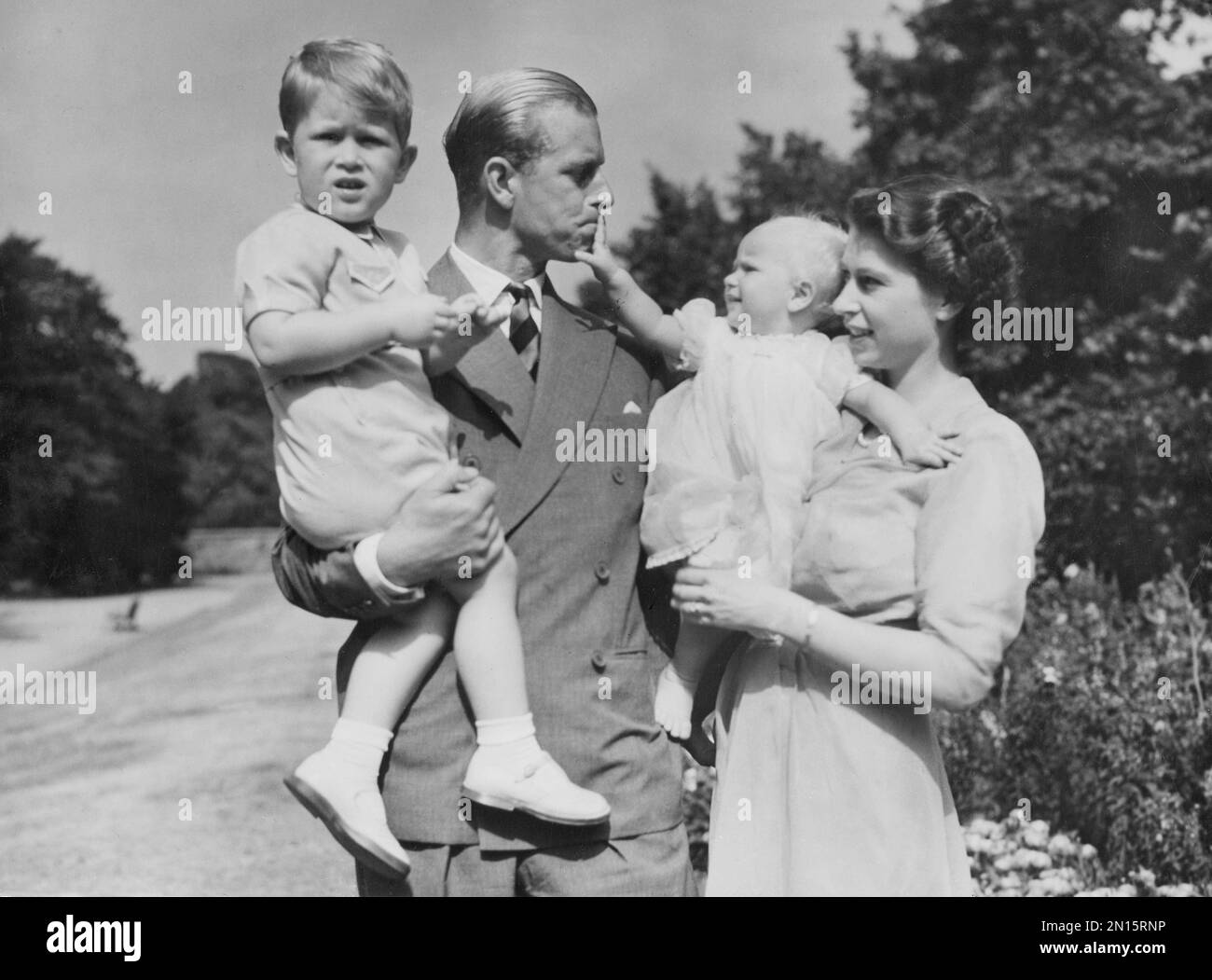 Princess Elizabeth stands with her husband Prince Philip, the Duke of ...