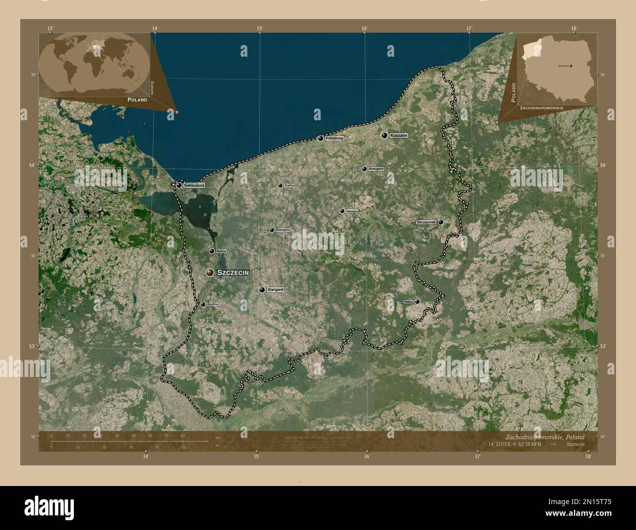 Zachodniopomorskie, voivodeship|province of Poland. Low resolution ...