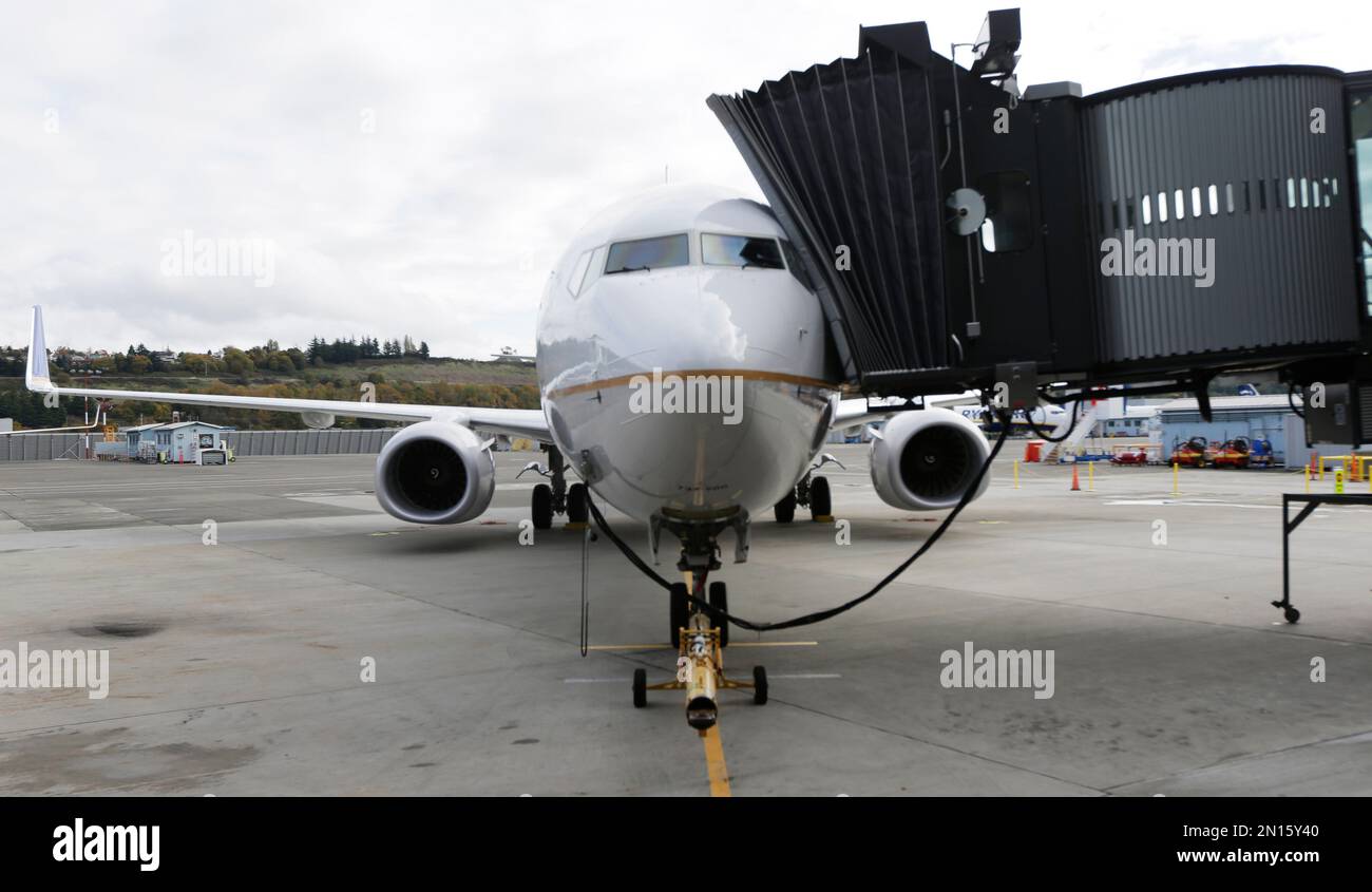 A new Boeing 737-900ER airplane being delivered to United Airlines is ...