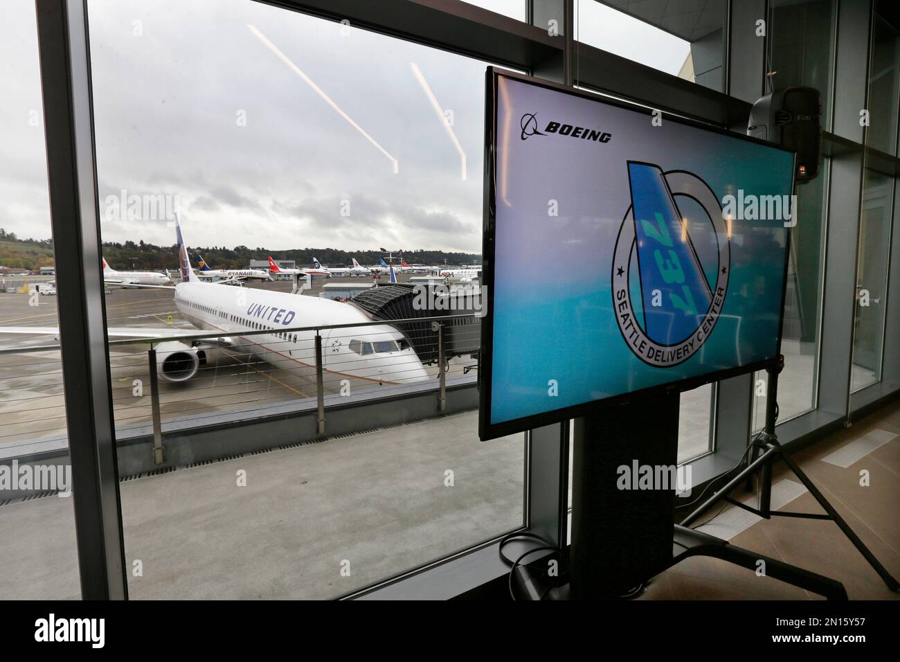 A new Boeing 737-900ER airplane being delivered to United Airlines is ...