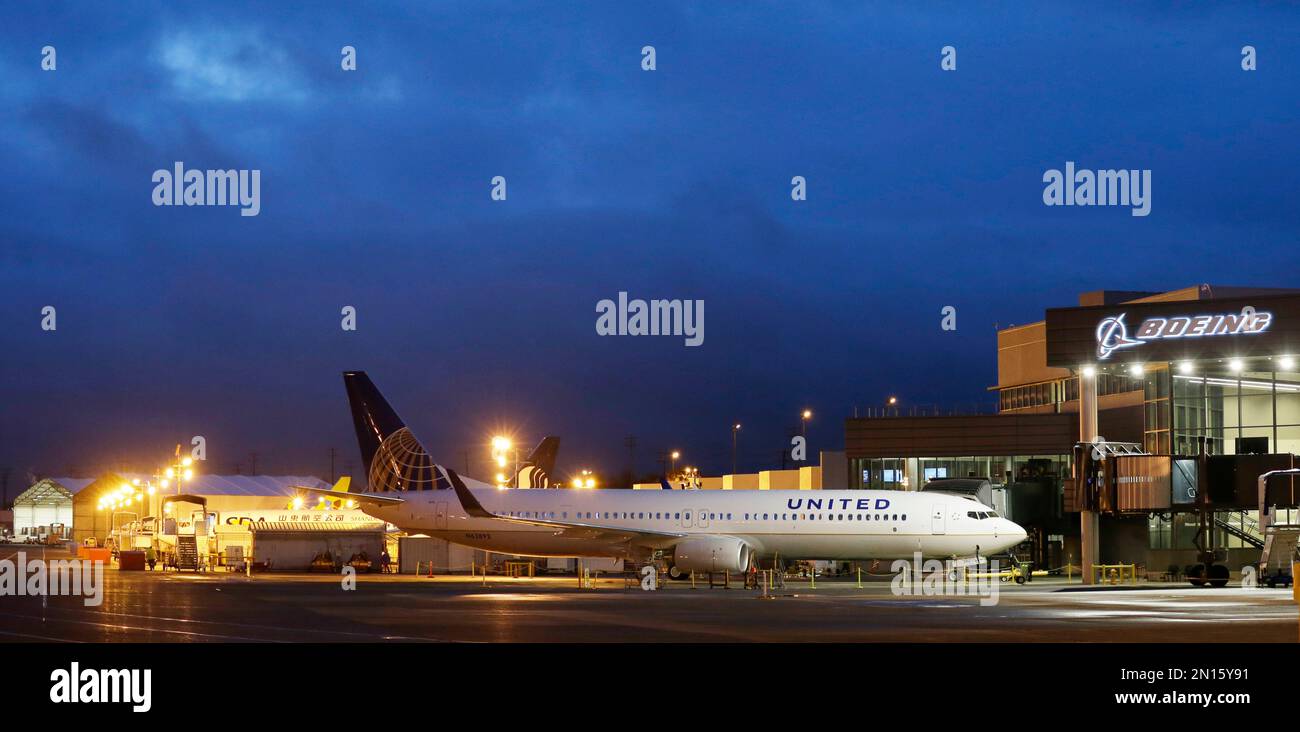A new Boeing 737-900ER airplane being delivered to United Airlines is ...
