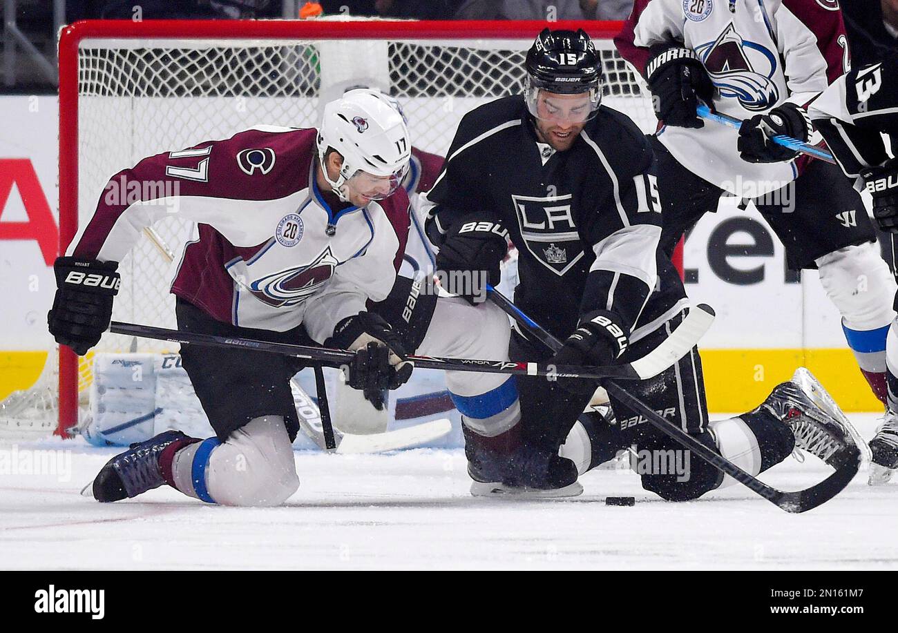 Colorado Avalanche defenseman Brad Stuart, left, and Los Angeles Kings ...