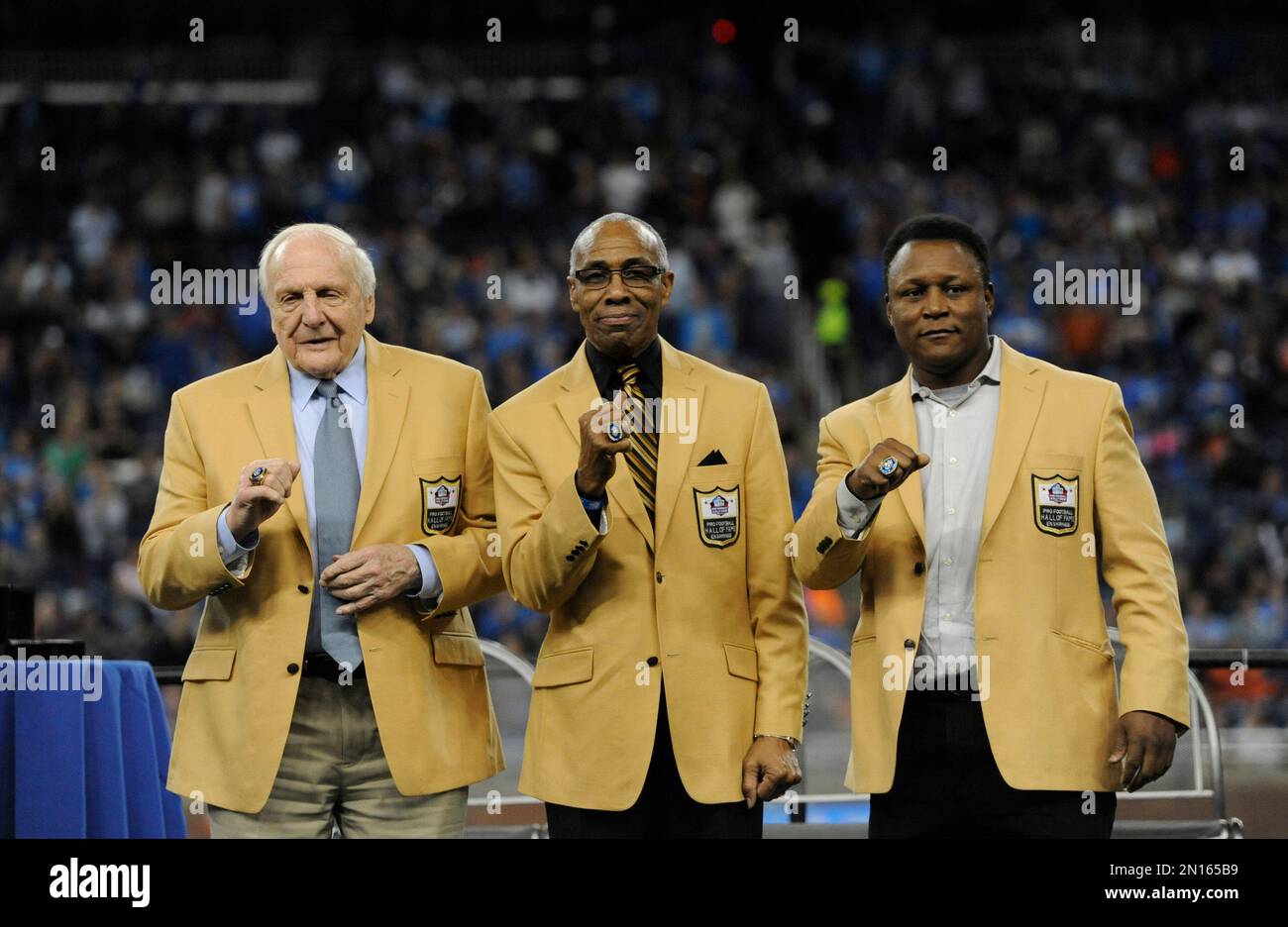 From left Detroit Lions former head coach Joe Schmidt, defensive back ...