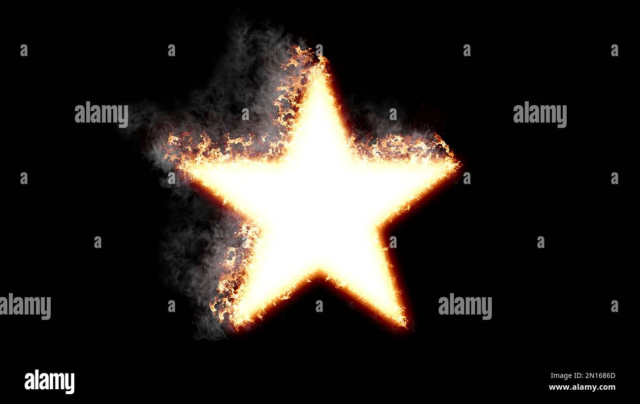 a burning star on dark background, puff of smoke and orange flare Stock ...