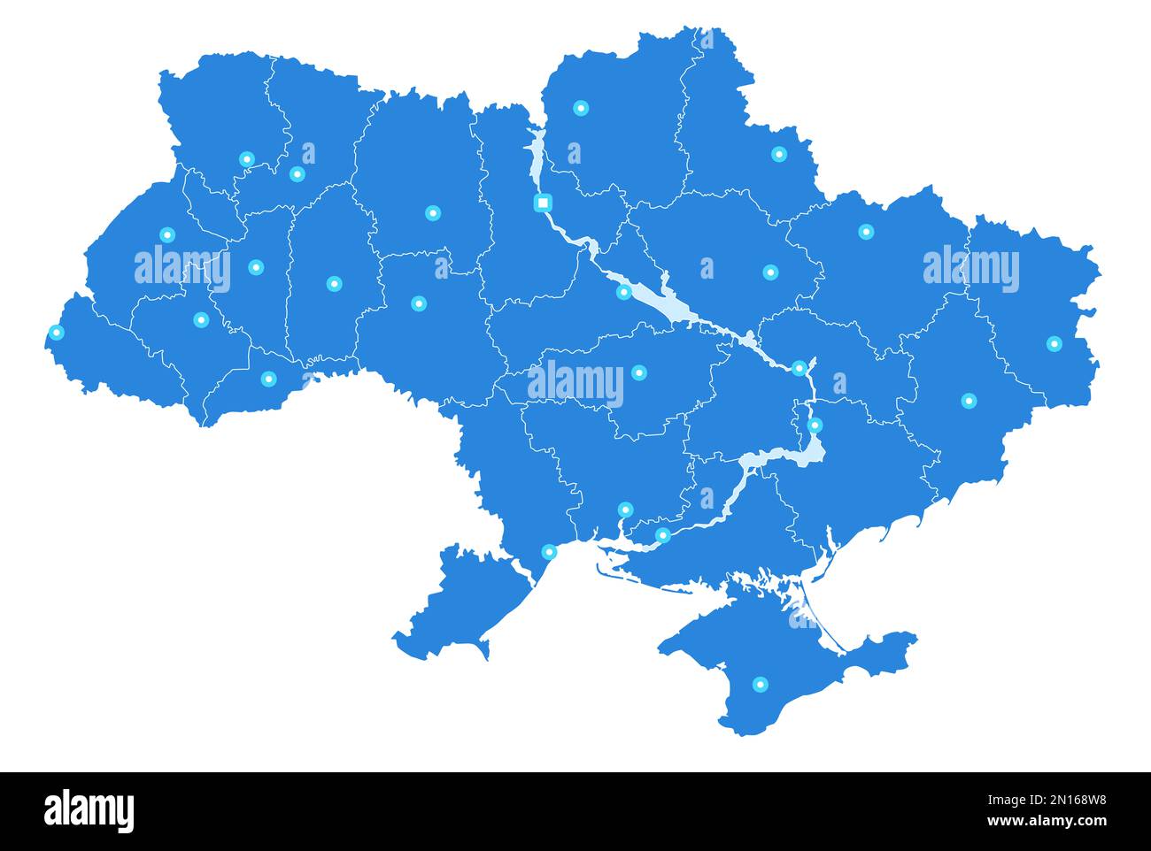 Ukrainian map in blue Cut Out Stock Images & Pictures - Alamy