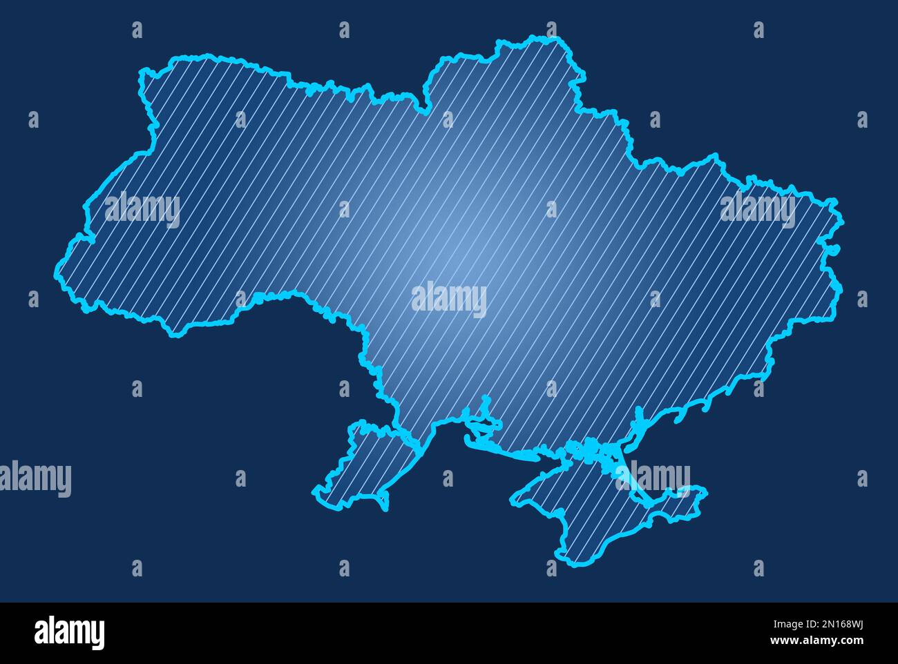 Ukraine outline on dark blue background, illustration Stock Photo - Alamy