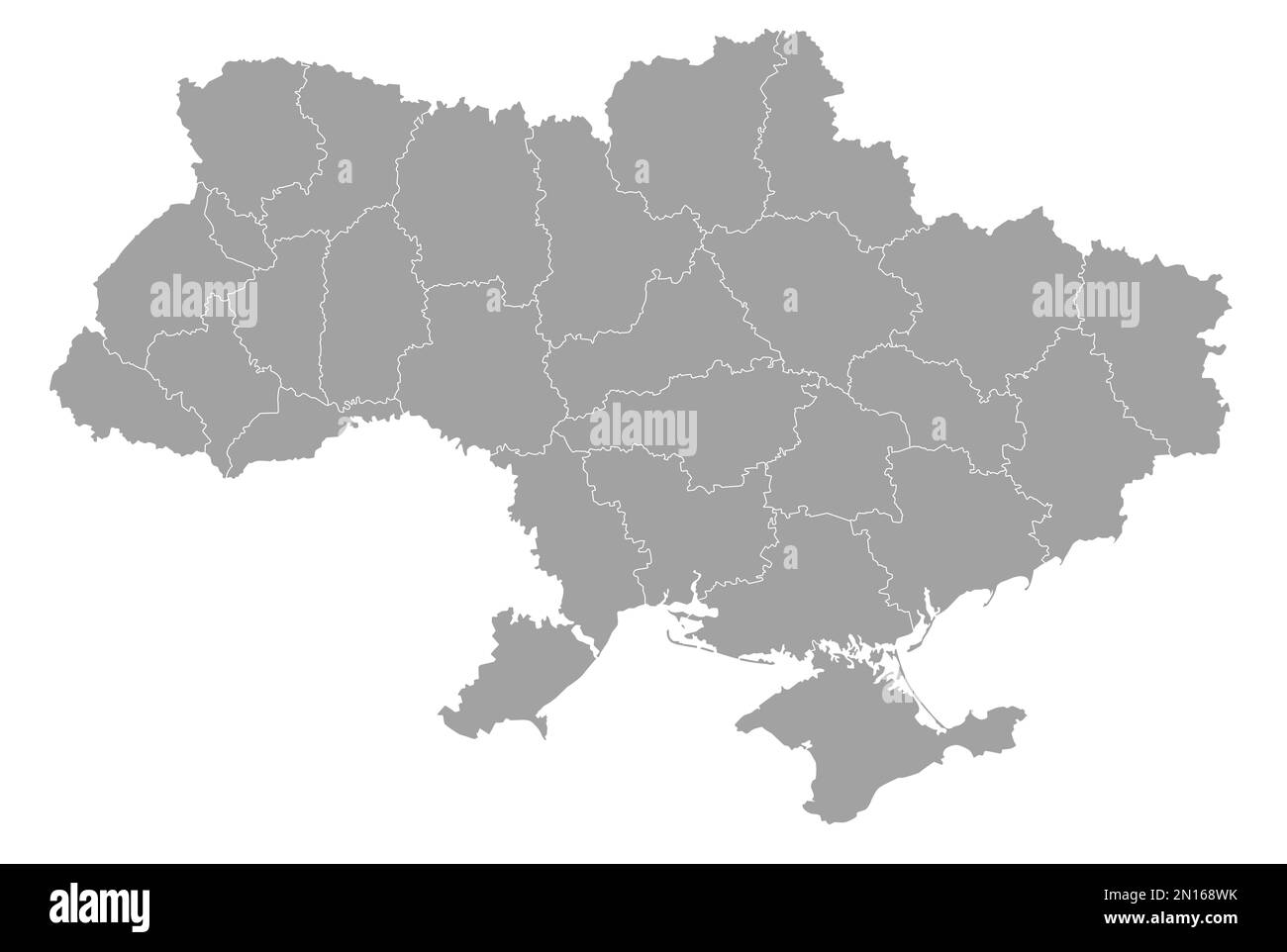Map of Ukraine in grey color on white background, illustration Stock ...