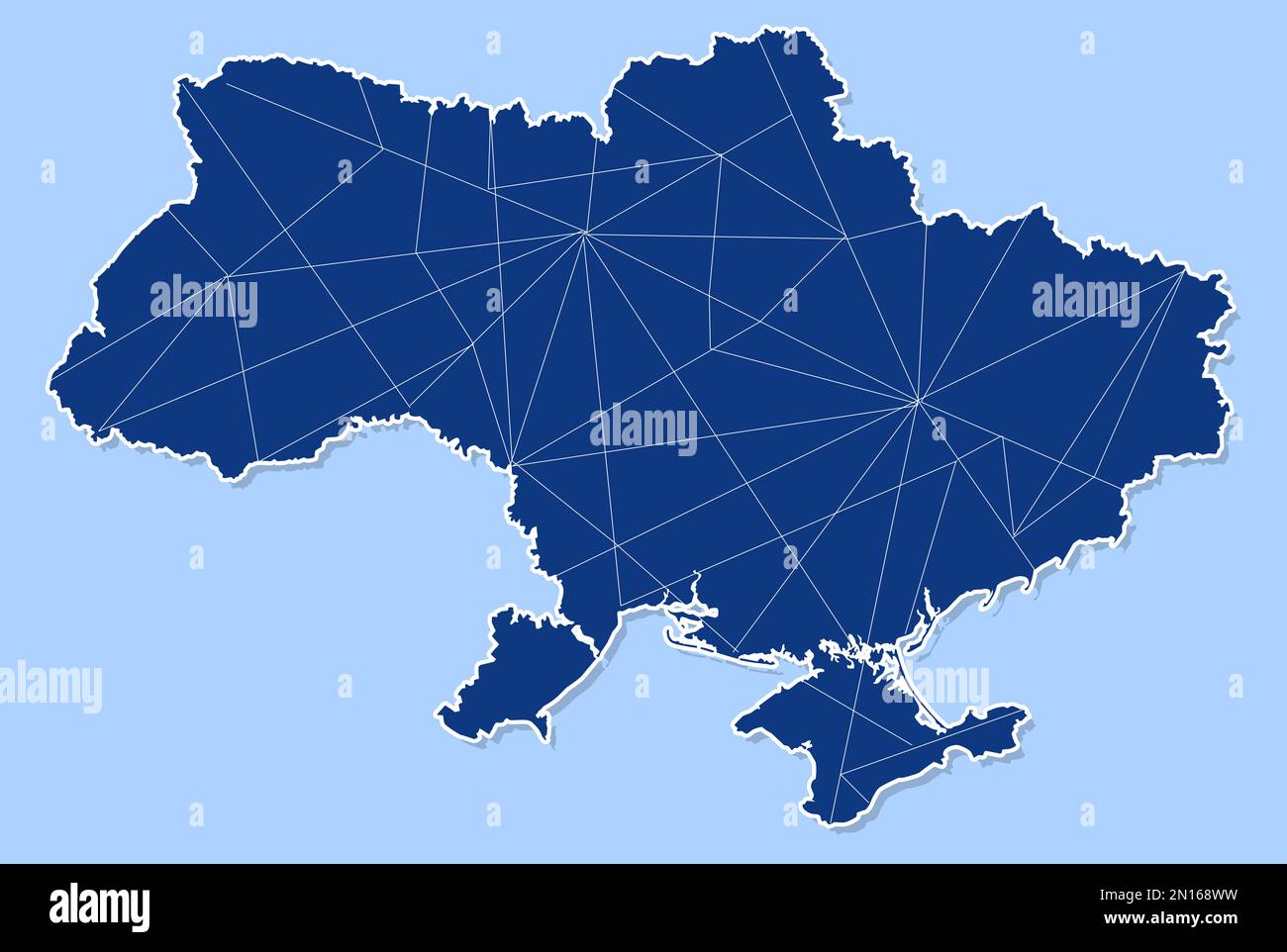Ukraine outline filed with lines on light blue background, illustration ...