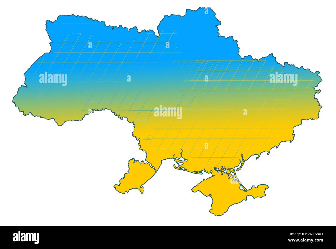 Ukraine outline with color of national flag on white background ...