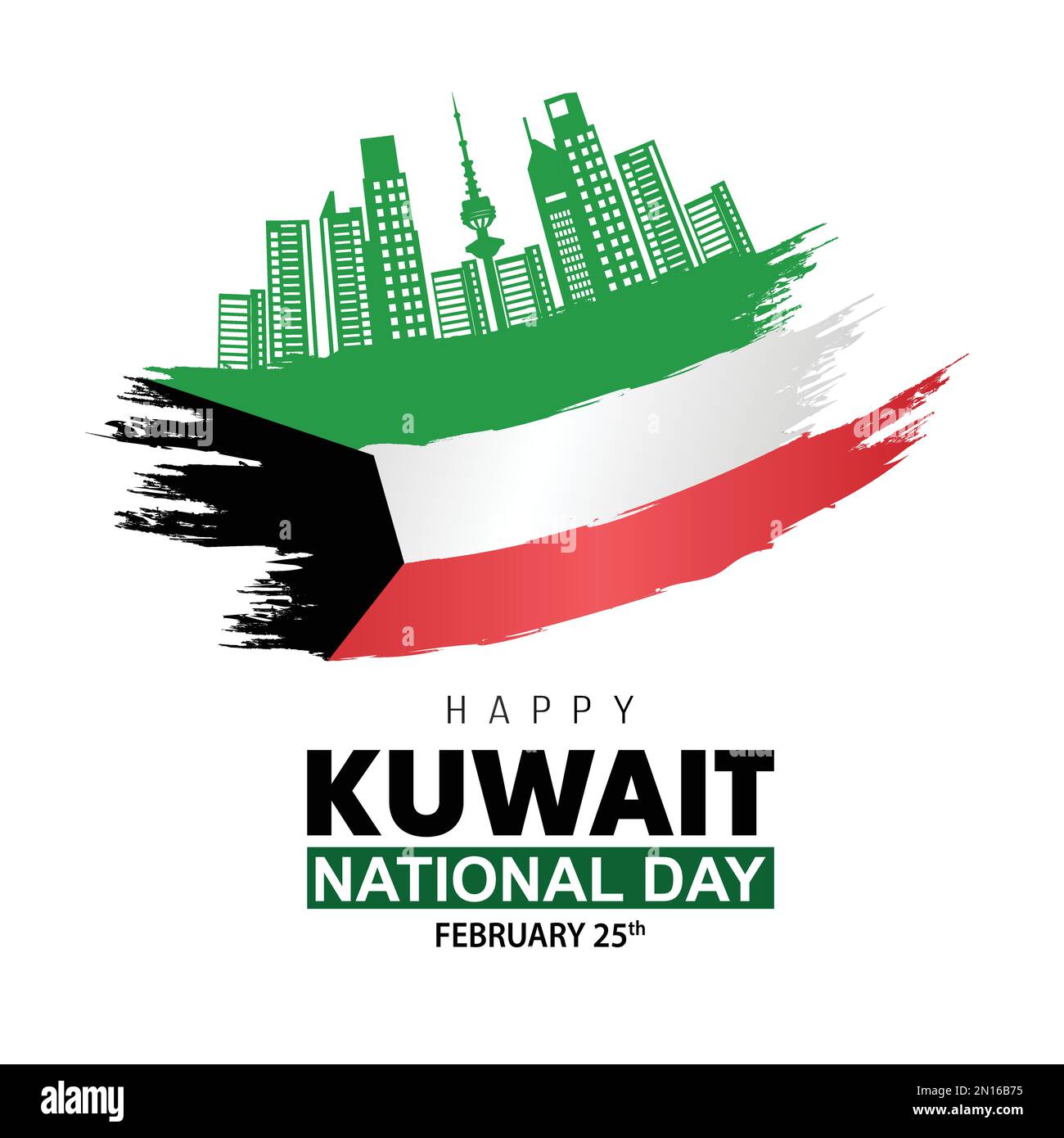 Kuwait national day25th February with flags. vector illustration design ...