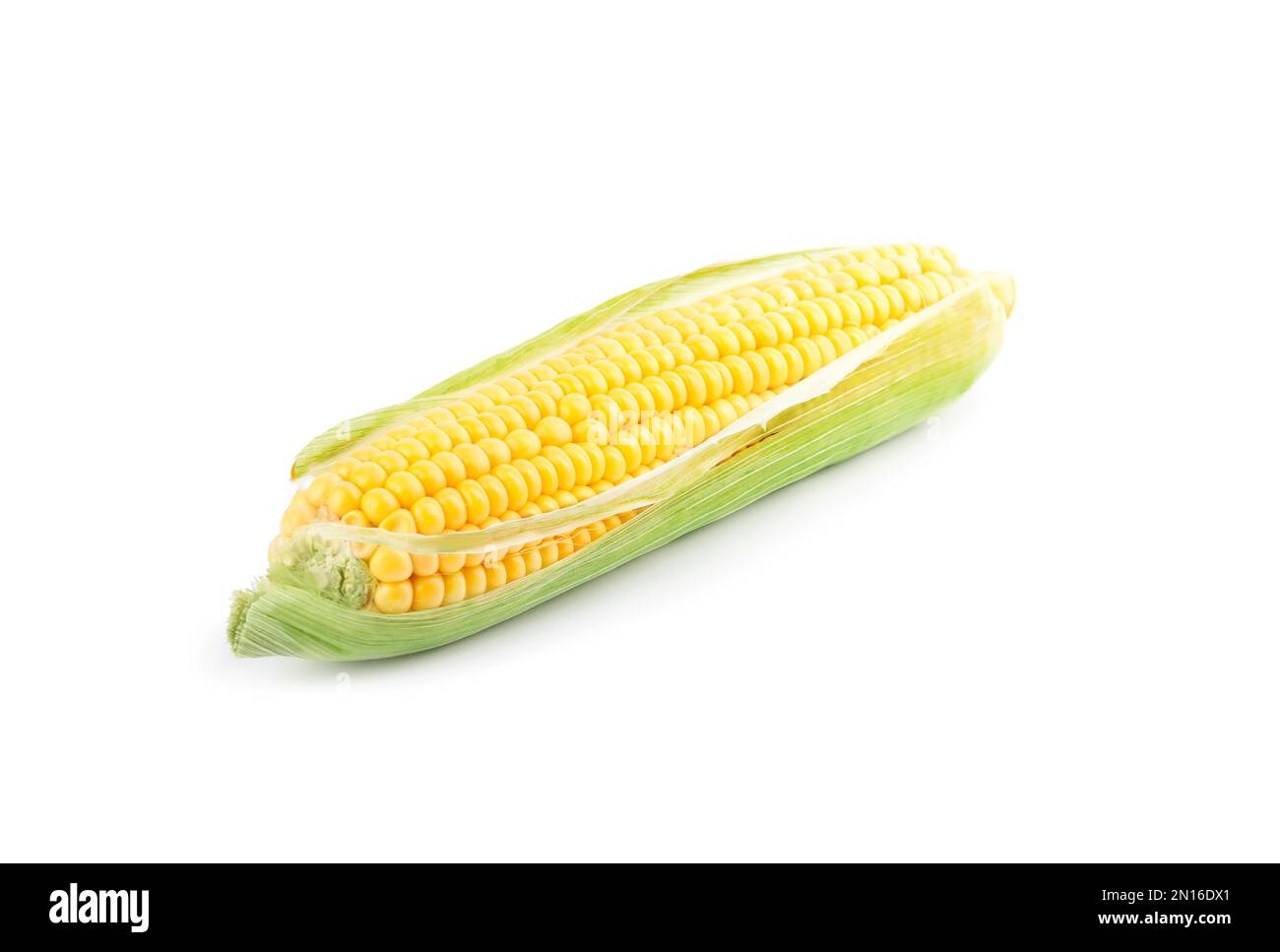 Ripe raw corn cob with husk isolated on white Stock Photo - Alamy