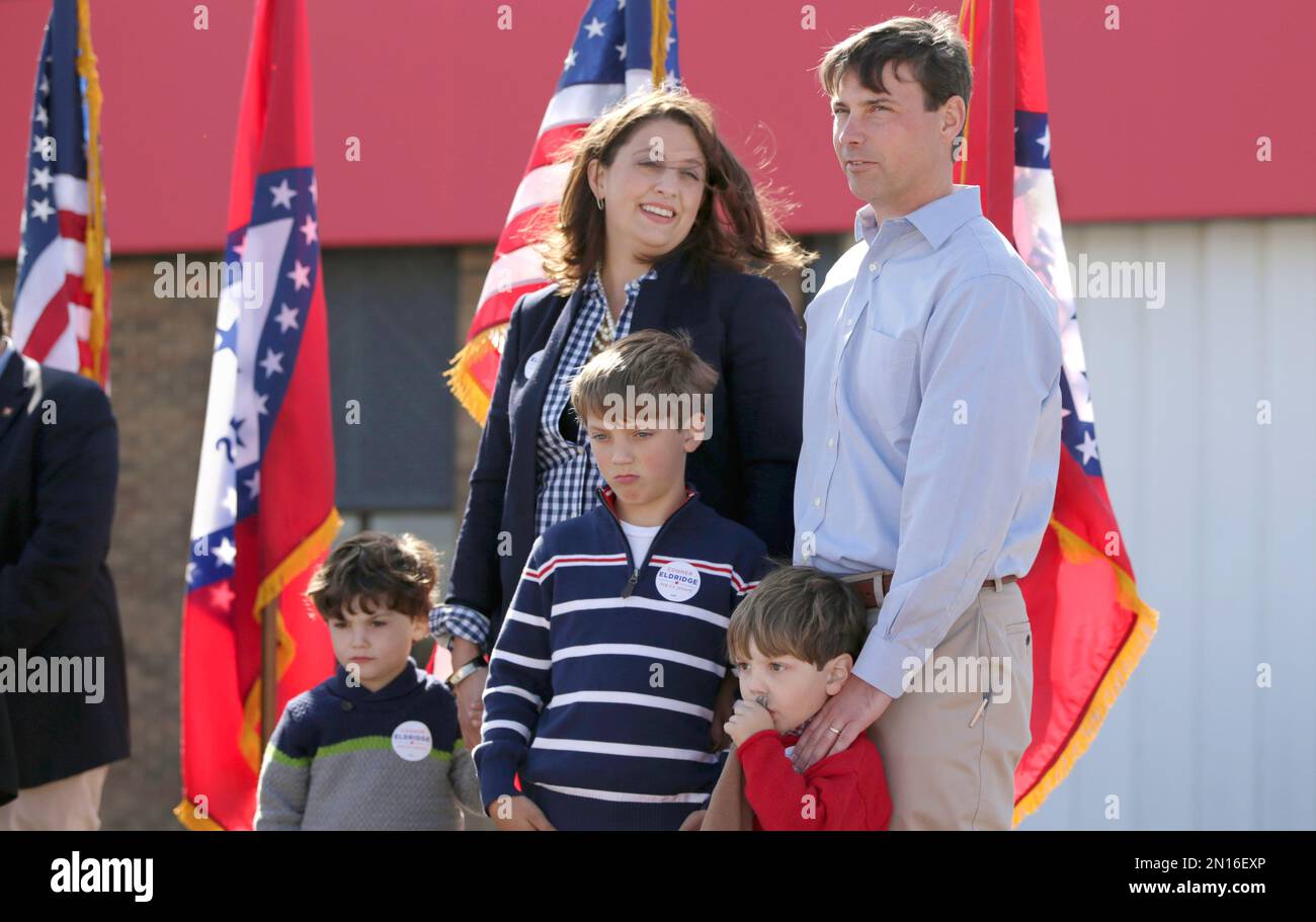 Former federal prosecutor Conner Eldridge, right, stands with his wife Mary Elizabeth, top ...