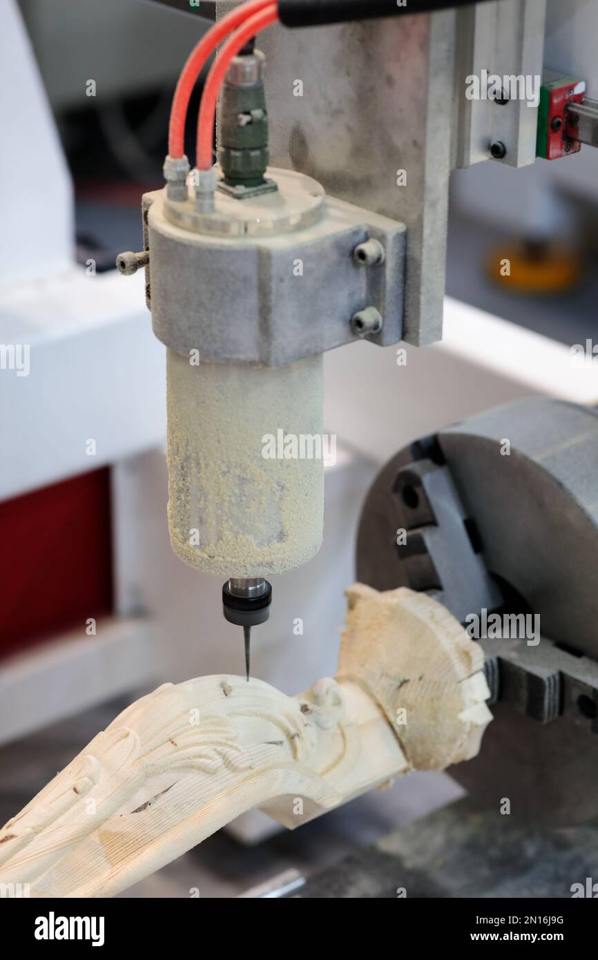 Baluster Processing With Cnc Woodturning Lathe Selective Focus Stock