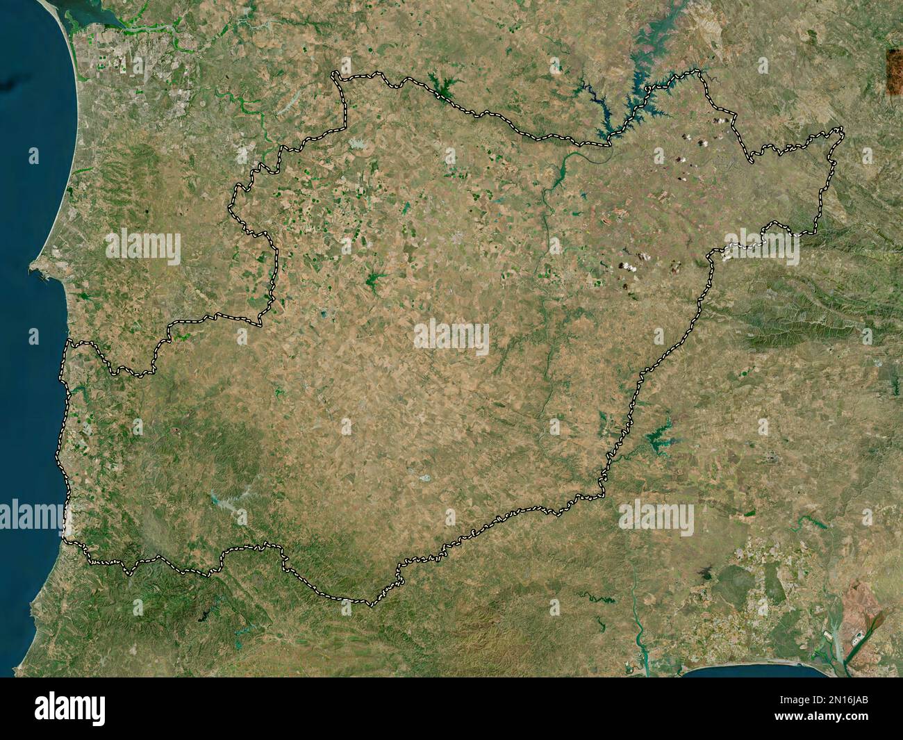 Beja, district of Portugal. High resolution satellite map Stock Photo ...