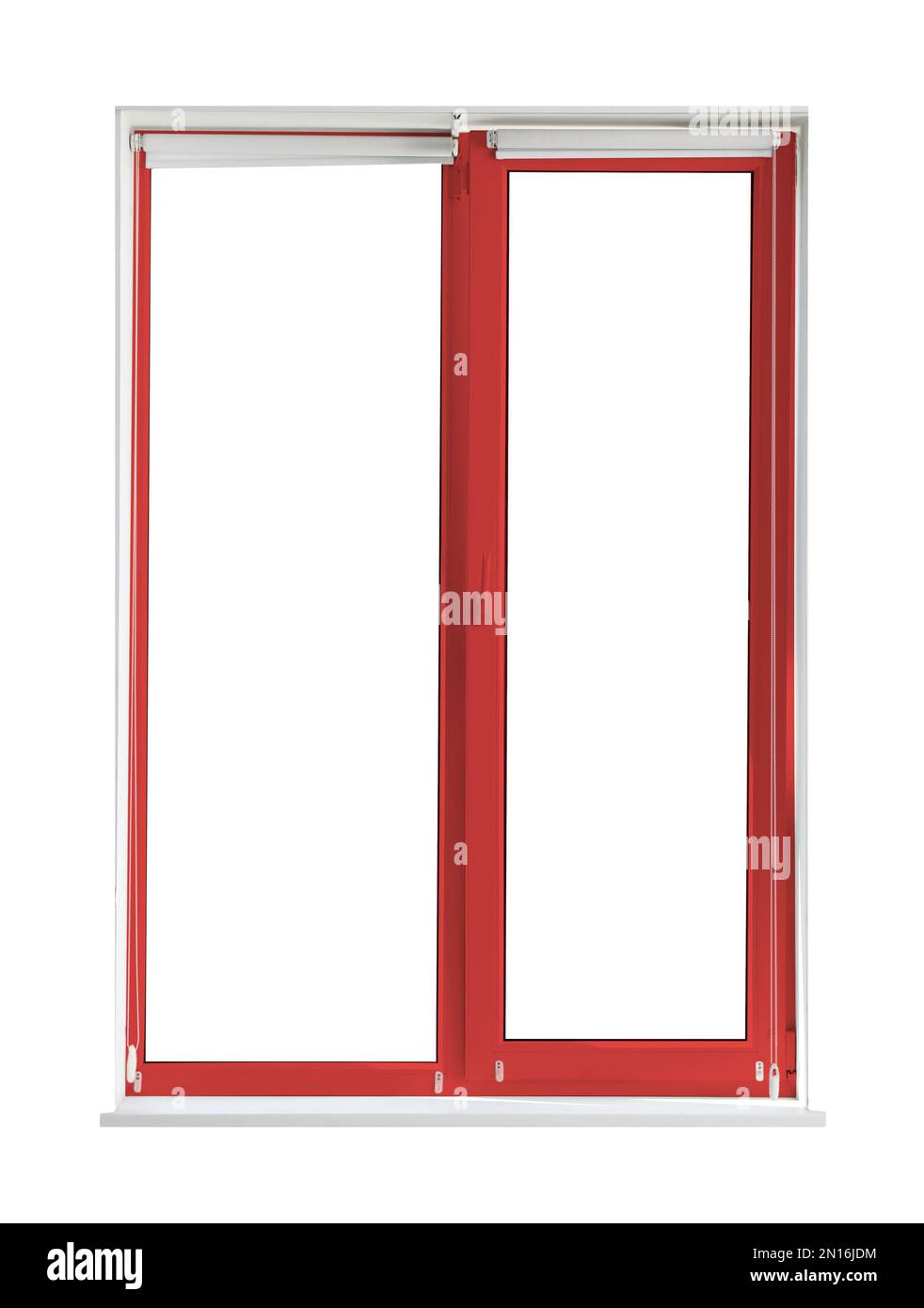 Modern plastic window with red frame on white background Stock Photo ...