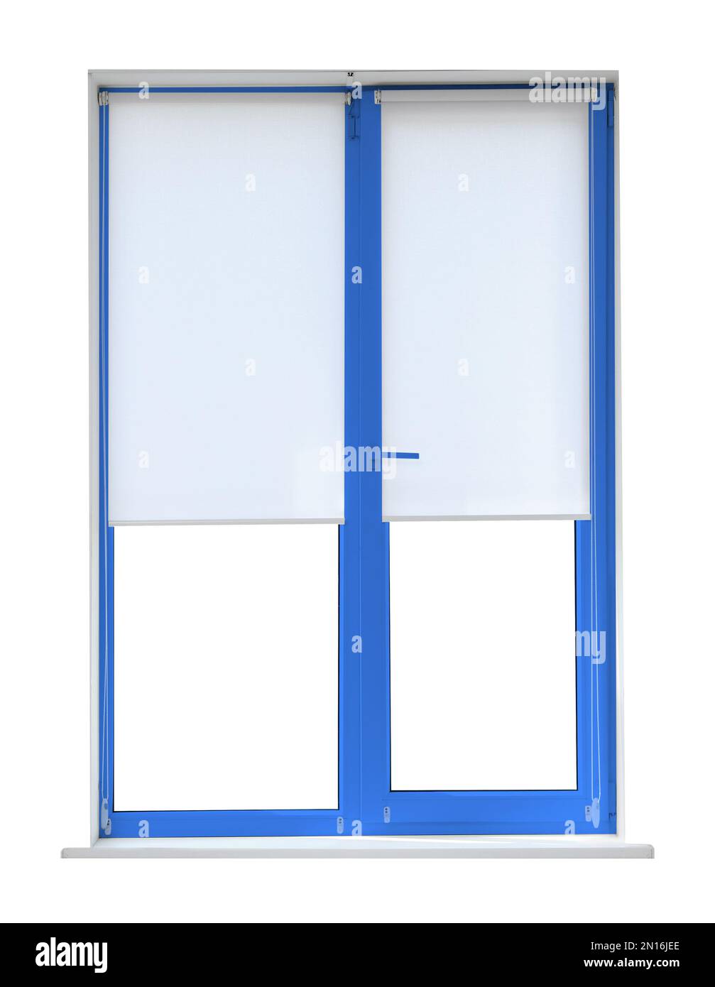 Modern plastic window with blue frame on white background Stock Photo ...
