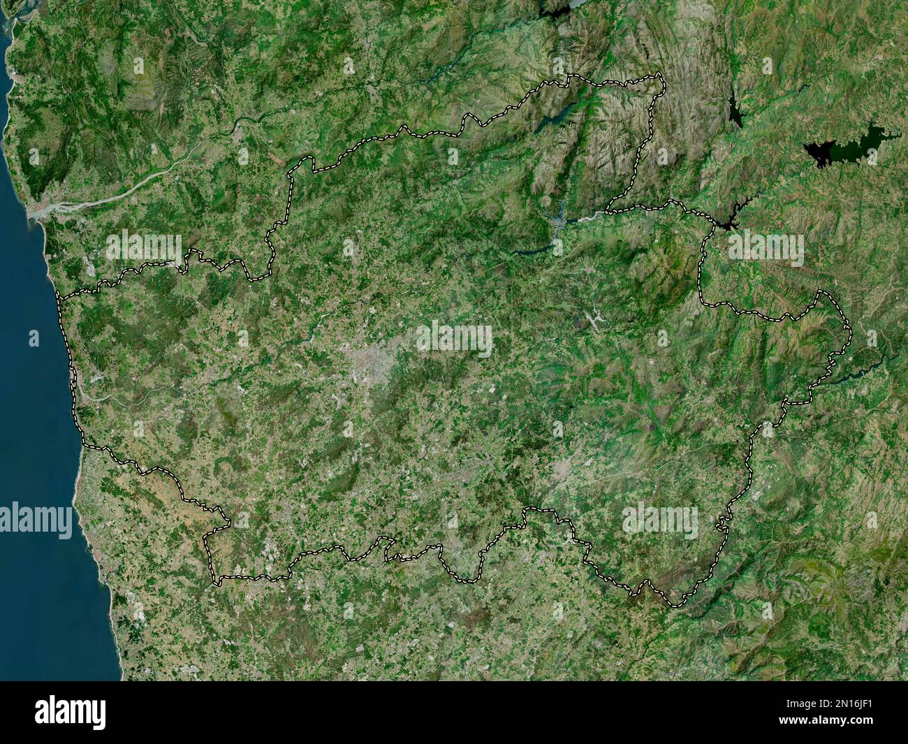 Braga, district of Portugal. High resolution satellite map Stock Photo ...