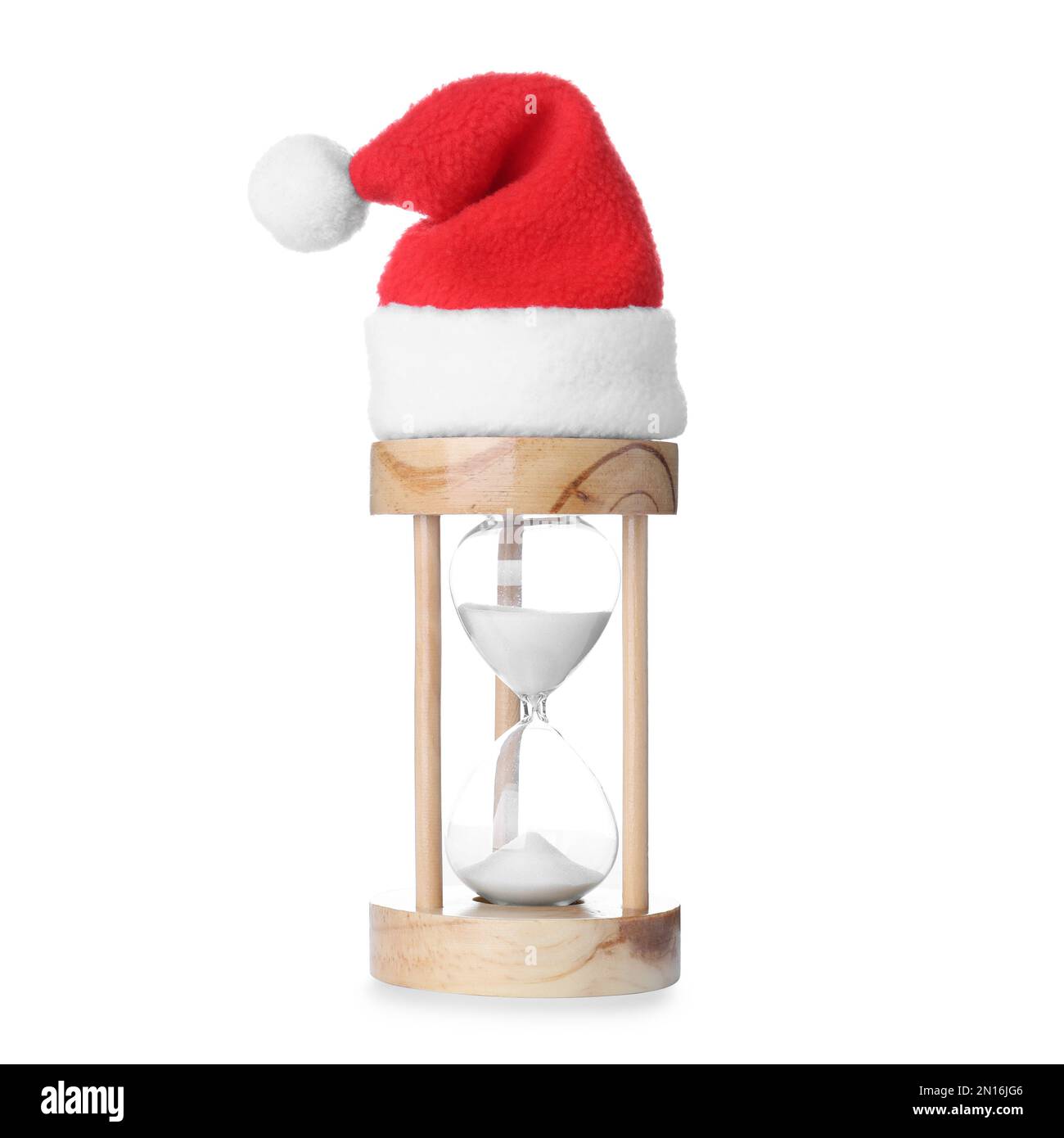 Hourglass with Santa hat on white background. Christmas countdown Stock ...