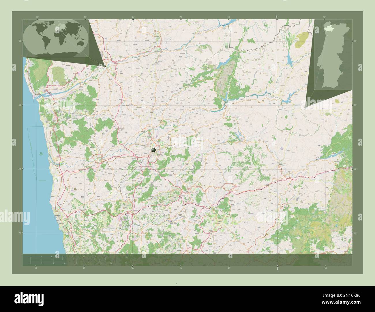 Braga, district of Portugal. Open Street Map. Corner auxiliary location ...