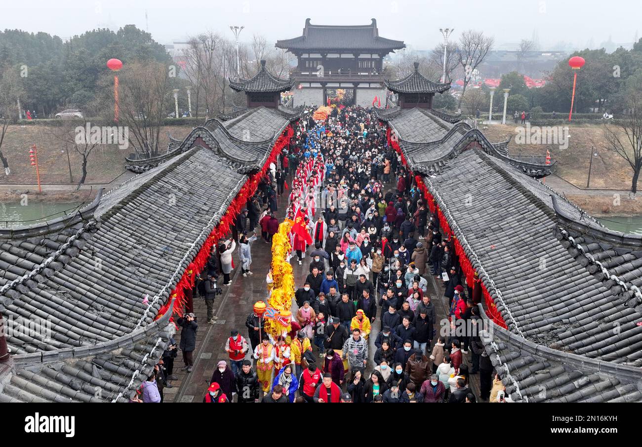 CHUZHOU, CHINA - FEBRUARY 6, 2023 - Aerial photos show people watching ...