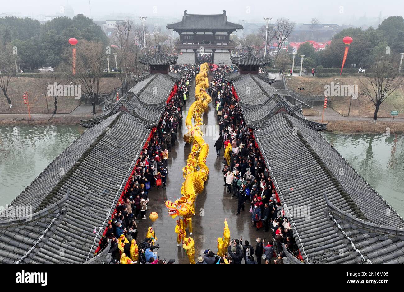 CHUZHOU, CHINA - FEBRUARY 6, 2023 - Aerial photos show people watching ...